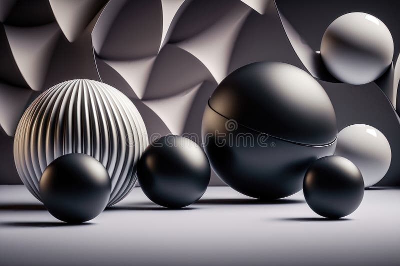 Abctract Matte Spheres on Dark Background. AI Generation Stock ...