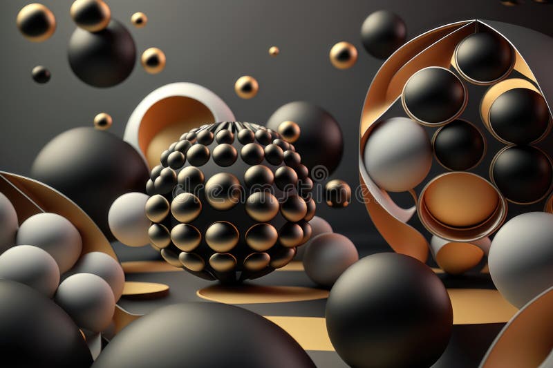 Abctract Matte Spheres on Dark Background. AI Generation Stock ...
