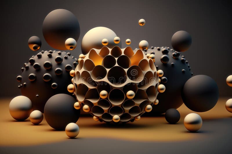Abctract Matte Spheres on Dark Background. AI Generation Stock ...