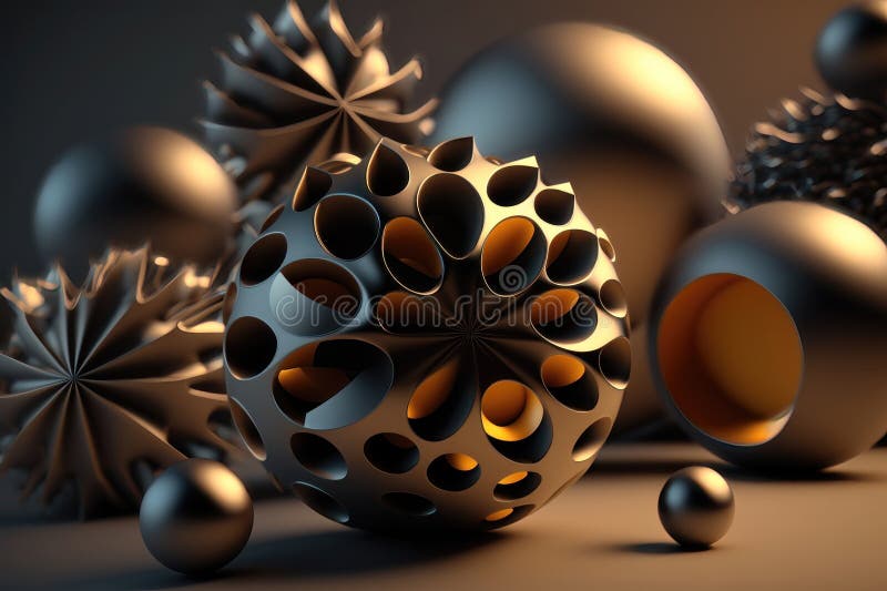 Abctract Matte Spheres on Dark Background. AI Generation Stock ...