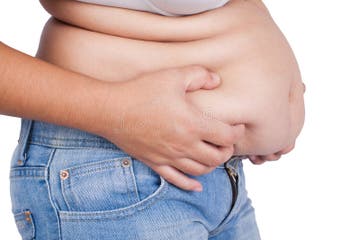 Abdominal Surface of Fat Woman on White Background Stock Image - Image ...