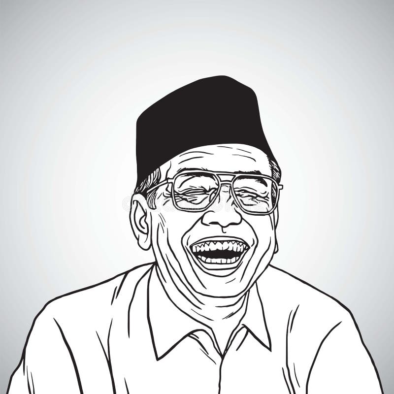 Abdurrahman Wahid Gus Dur Vector Hand Drawn Illustration. November 13 ...