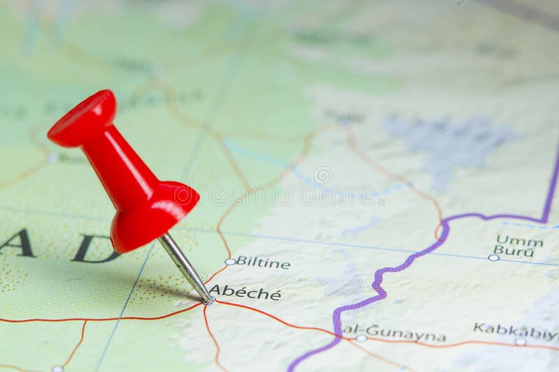 Abeche, Chad Pin on Map of Africa Stock Image - Image of town ...