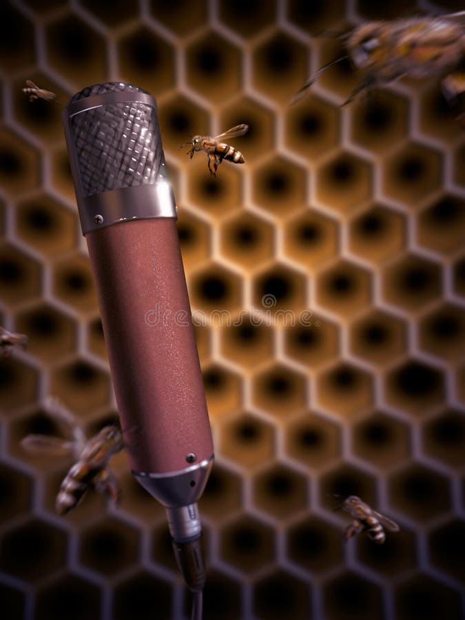 Abeille Chantant Dans Un Microphone - Peinture De Digitals Image stock ...