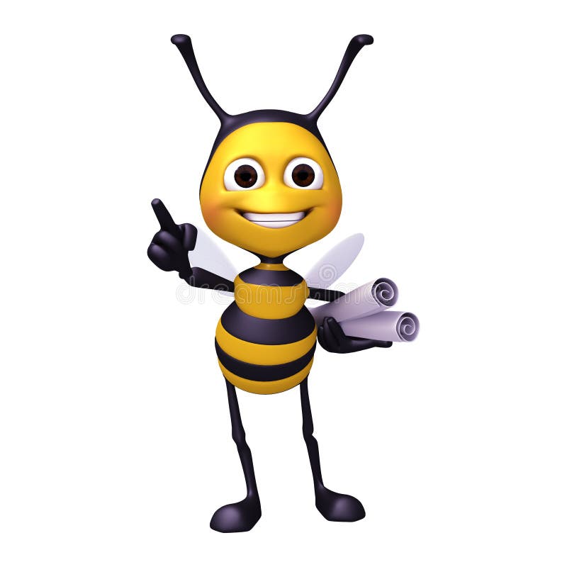 Abeja Con El Rollo Del Papel Stock de ilustración - Ilustración de ...