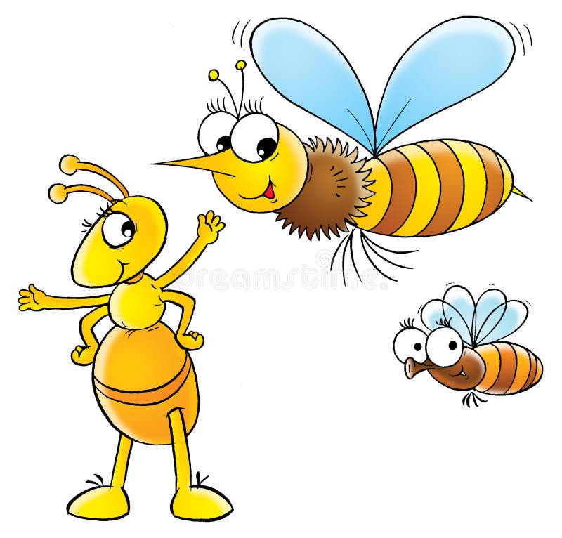 Abeja y hormiga stock de ilustración. Ilustración de historieta - 1892146
