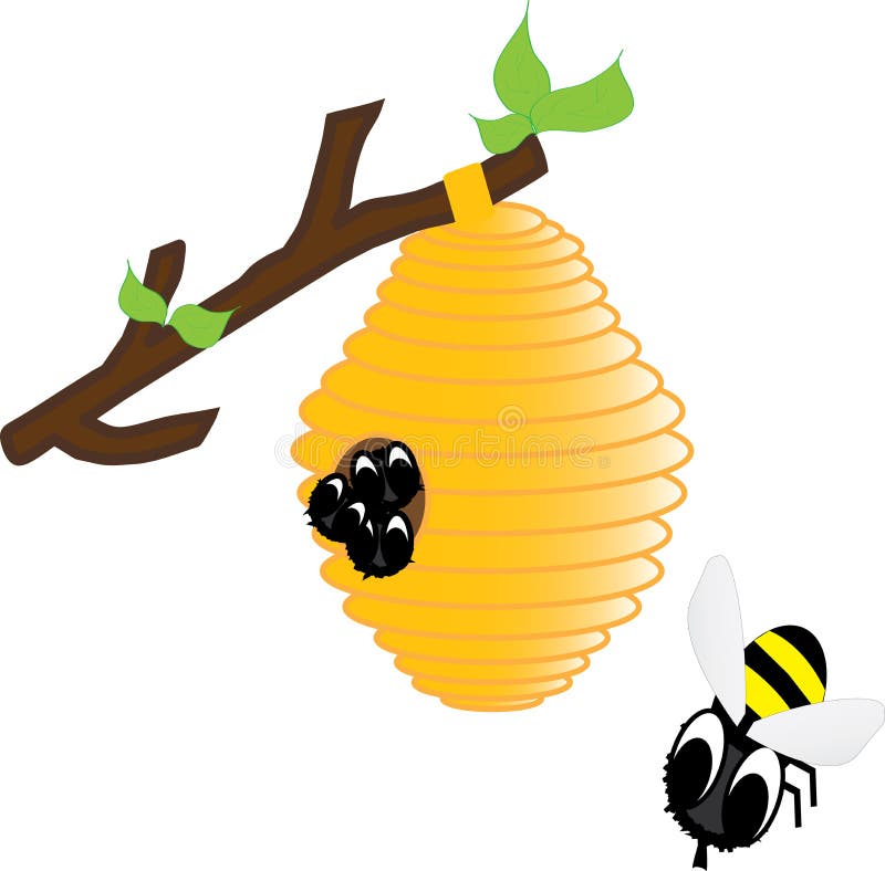 Abejas en la colmena ilustración del vector. Ilustración de enjambre ...