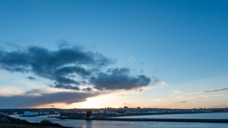 Aberdeen City Harbor during Sunset Stock Image - Image of blue ...