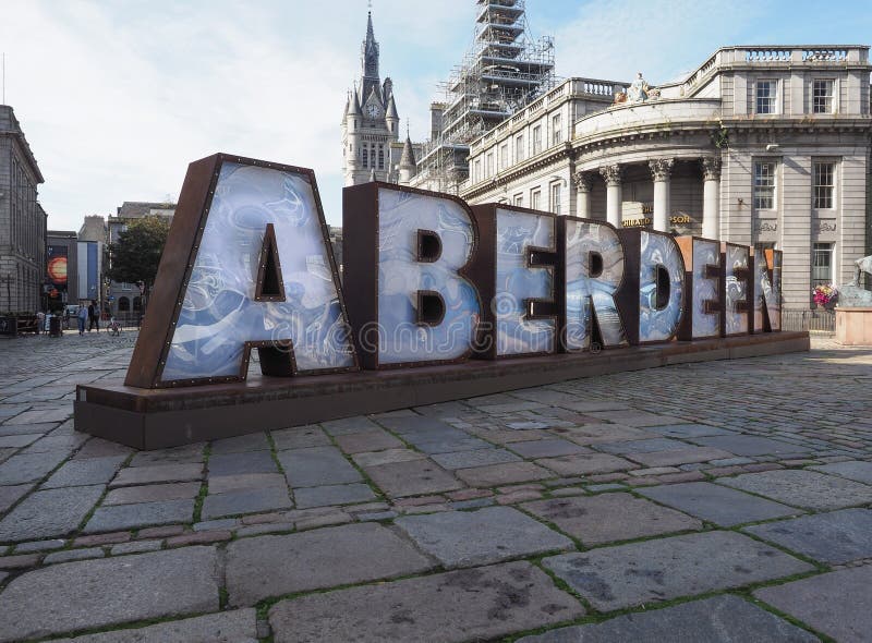 Aberdeen city name letters editorial image. Image of building - 292714745