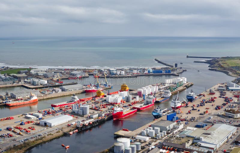 Aberdeen Harbour and Ships Viewed from Above Stock Image - Image of ...