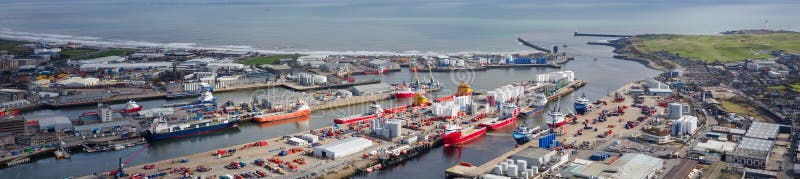 Aberdeen Harbour and Ships Viewed from Above Stock Photo - Image of ...