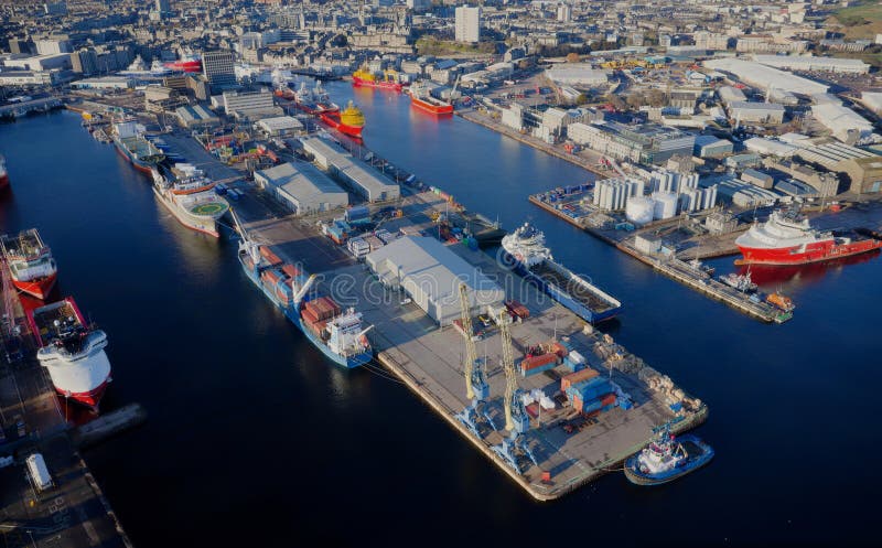 Aberdeen Harbour and Ships Viewed from Above Stock Image - Image of ...