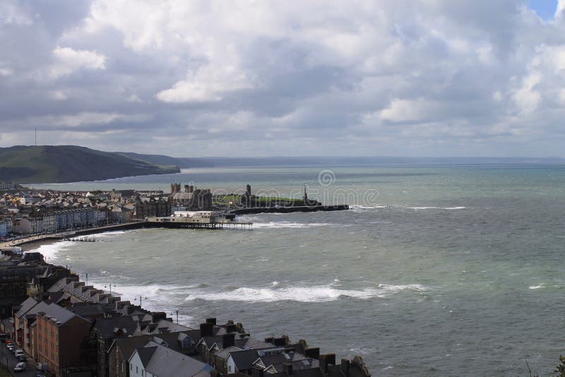 Aberystwyth and the sea stock image. Image of horizon - 82287437