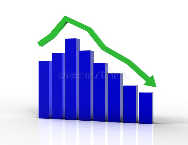 Abfallendes Balkendiagramm Und Fallender Pfeil Stock Abbildung ...