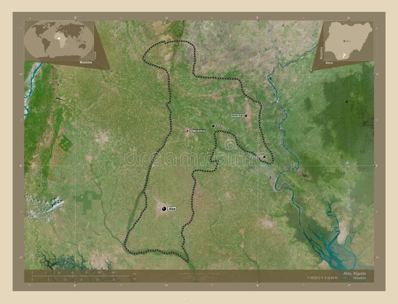 Abia, Nigeria. High-res Satellite. Labelled Points of Cities Stock ... Abia, Nigeria. High-res Satellite. Labelled Points of Cities Stock ...