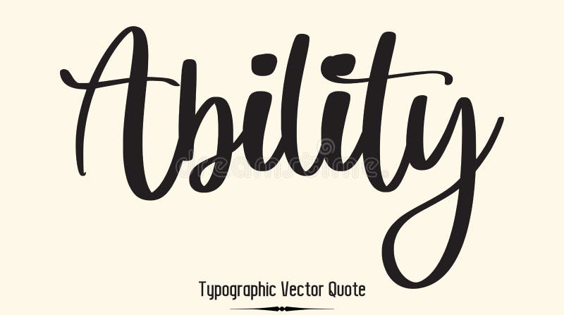 Ability Cursive Calligraphy Text On White Background Stock Vector ...