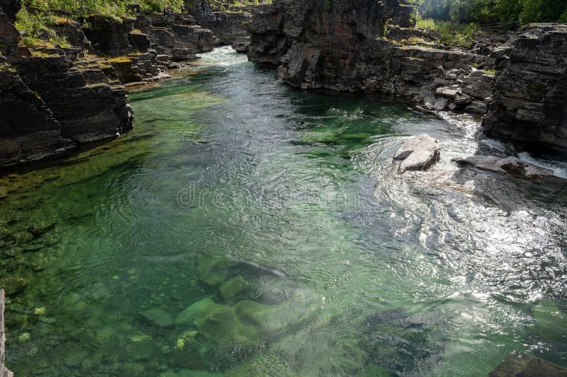 Abisko River Canyon in Abisko National Park, Sweden Stock Photo - Image ...