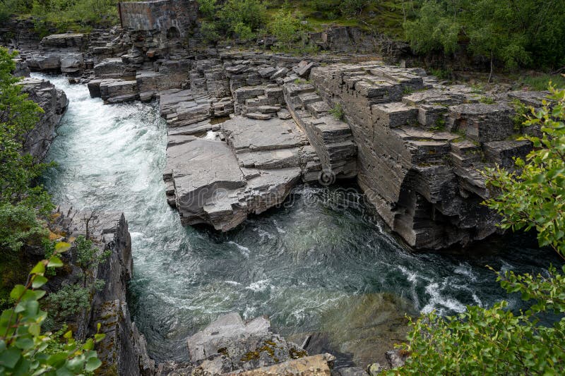 Abisko River Canyon in Abisko National Park, Sweden Stock Photo - Image ...