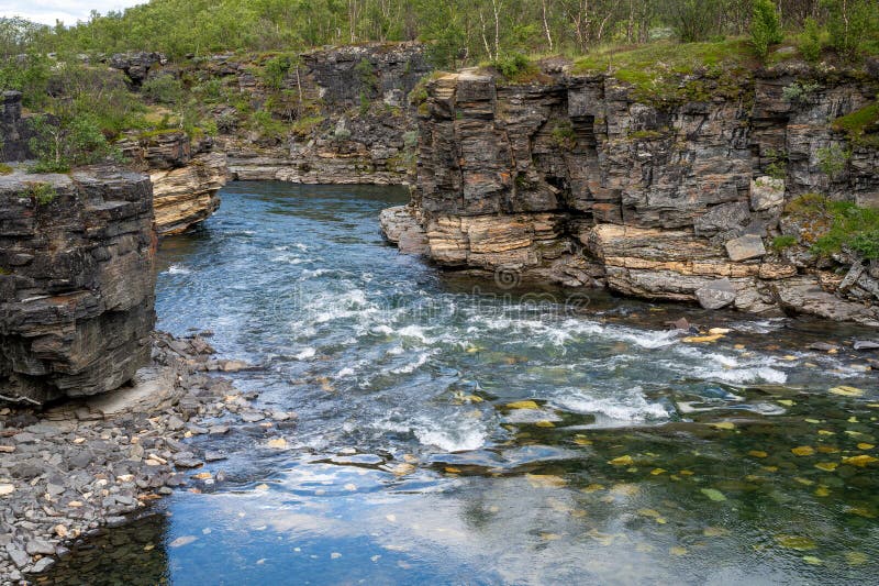 Abisko River Canyon in Abisko National Park, Sweden Stock Photo - Image ...
