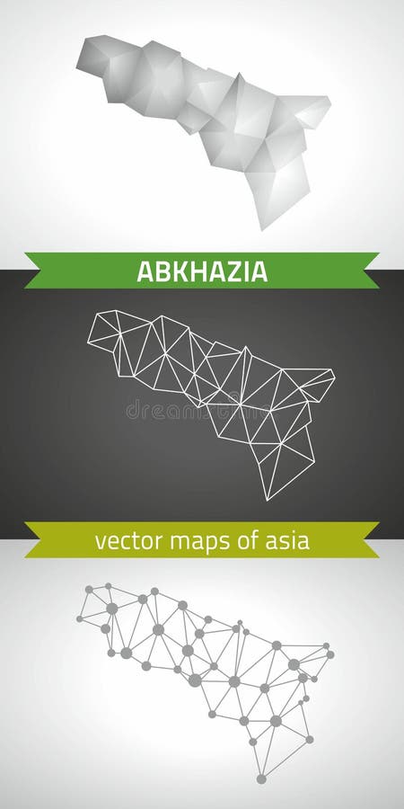 Abkhazia Collection of Vector Design Modern Maps, Gray and Black and ...