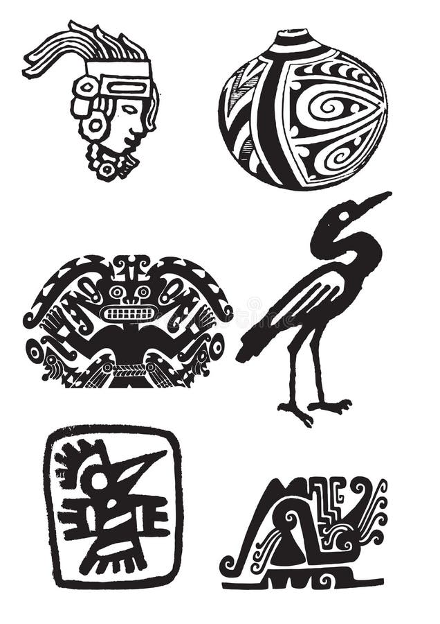 Set of Aztec Labels and Elements. Vector Set Illustration Template ...