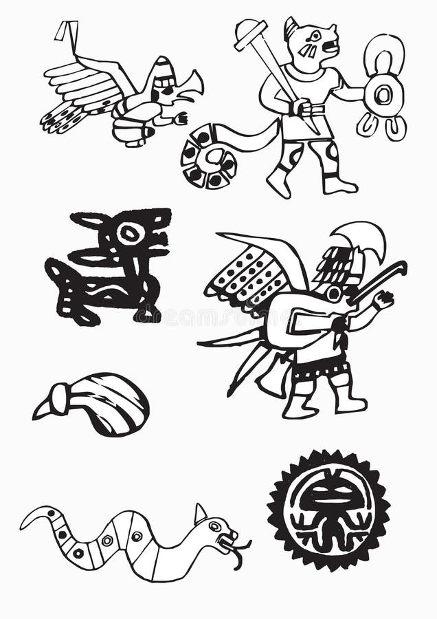 Set of Aztec Labels and Elements. Vector Set Illustration Template ...