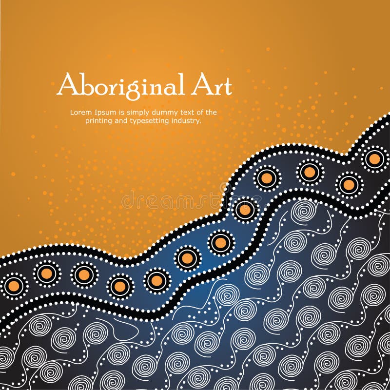 Aboriginal Art Illustration. Vector Banner with Text. Stock Vector ...