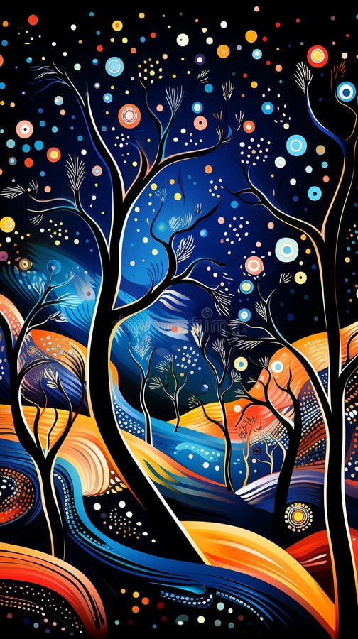 Aboriginal Art Digital. Poster. AI Generated Stock Illustration ...