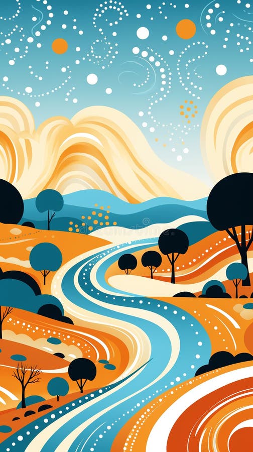 Aboriginal Art Digital. Poster. AI Generated Stock Illustration ...