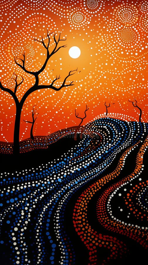 Aboriginal Art Digital. Poster. AI Generated Stock Illustration ...