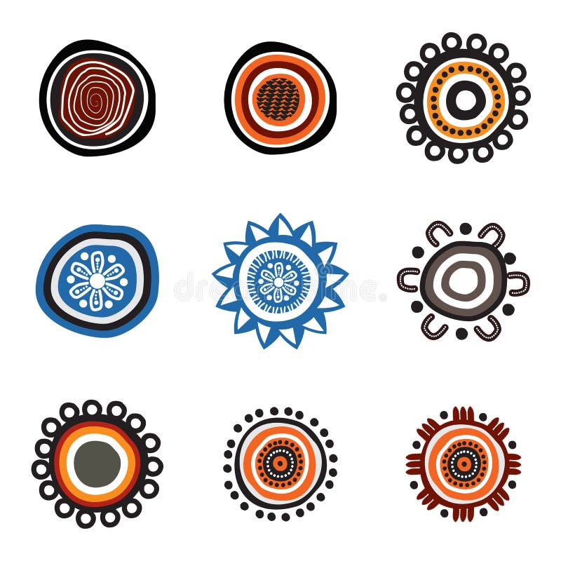 Aboriginal Art Dots Painting Icon Logo Design Illustration Template ...