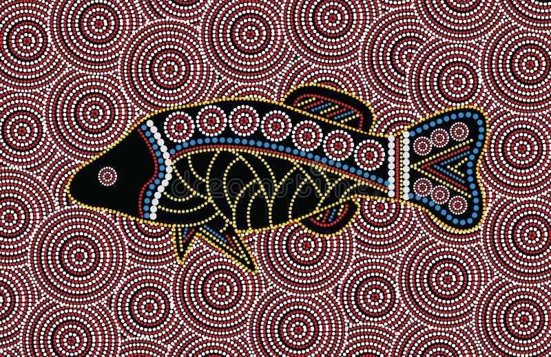 Aboriginal Art Fish Illustration. Stock Vector - Illustration of ...