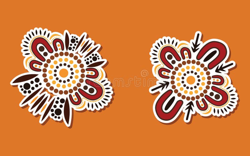 Aboriginal Art in an Illustrative Form for a Sticker Design Stock ...