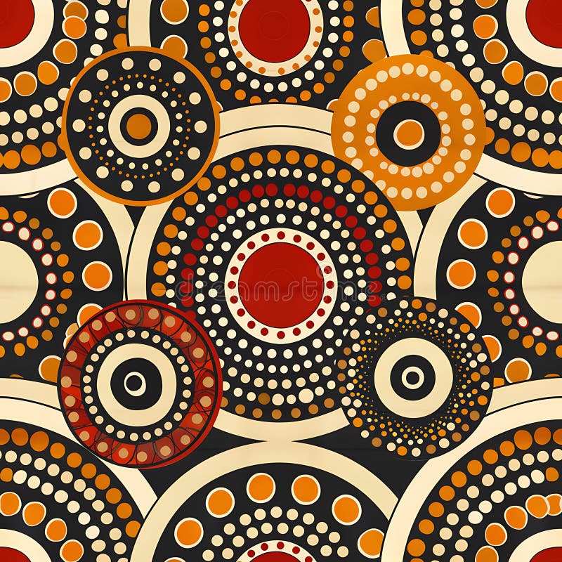 Aboriginal Art Inspired Seamless Tile with Circles Stock Illustration ...