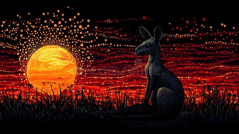 Aboriginal Art Kangaroo Sunset Stock Photos - Free & Royalty-Free Stock ...