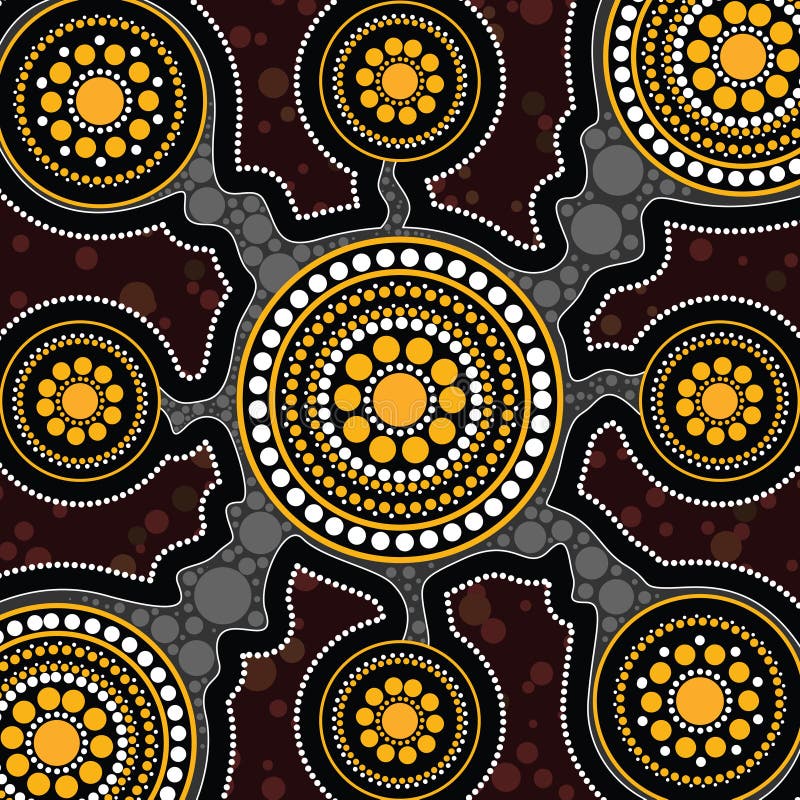 Aboriginal Art Vector Background. Stock Vector - Illustration of circle ...