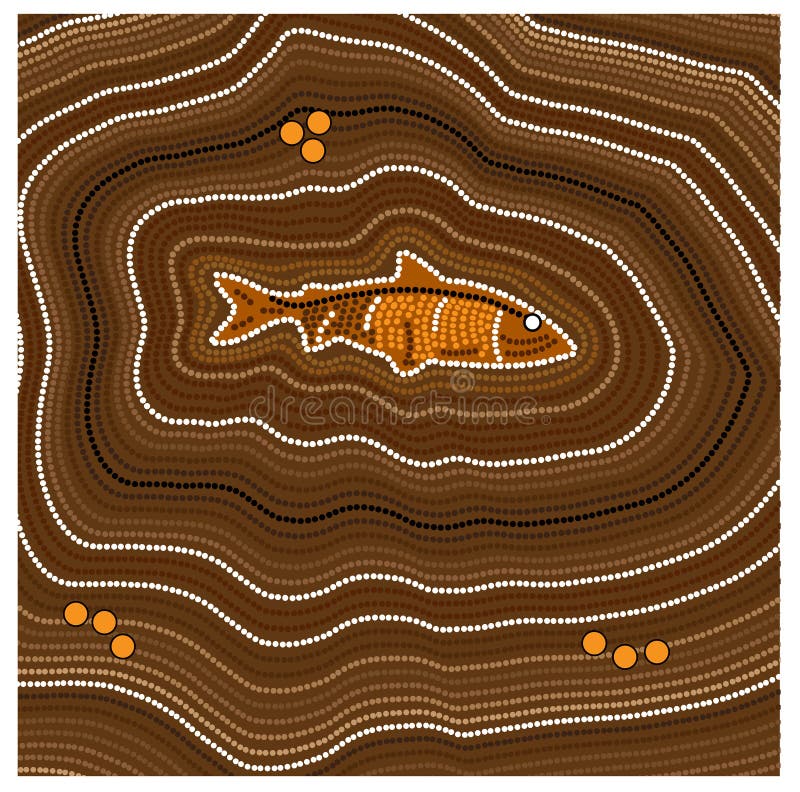 Aboriginal dot art fish stock illustration. Illustration of colours ...