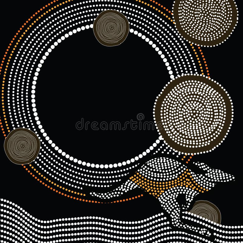 Aboriginal Art Illustration. Vector Banner with Text. Stock Vector ...