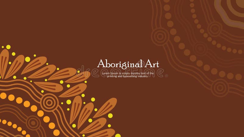 Aboriginal Art Vector Brown Banner with Text. Иллюстрация штока ...