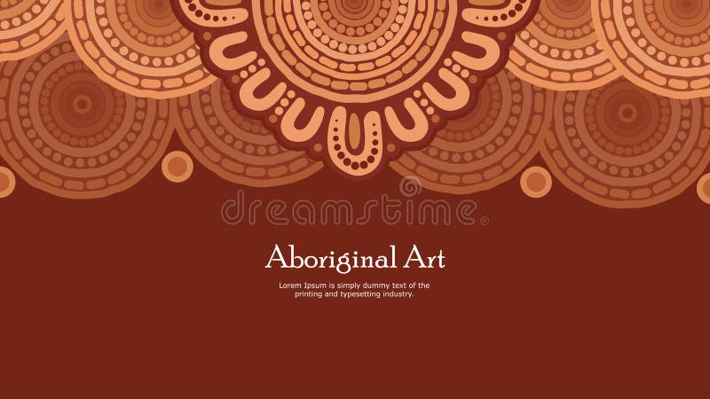 Aboriginal Artwork Brown Vector Banner with Text. Stock Illustration ...