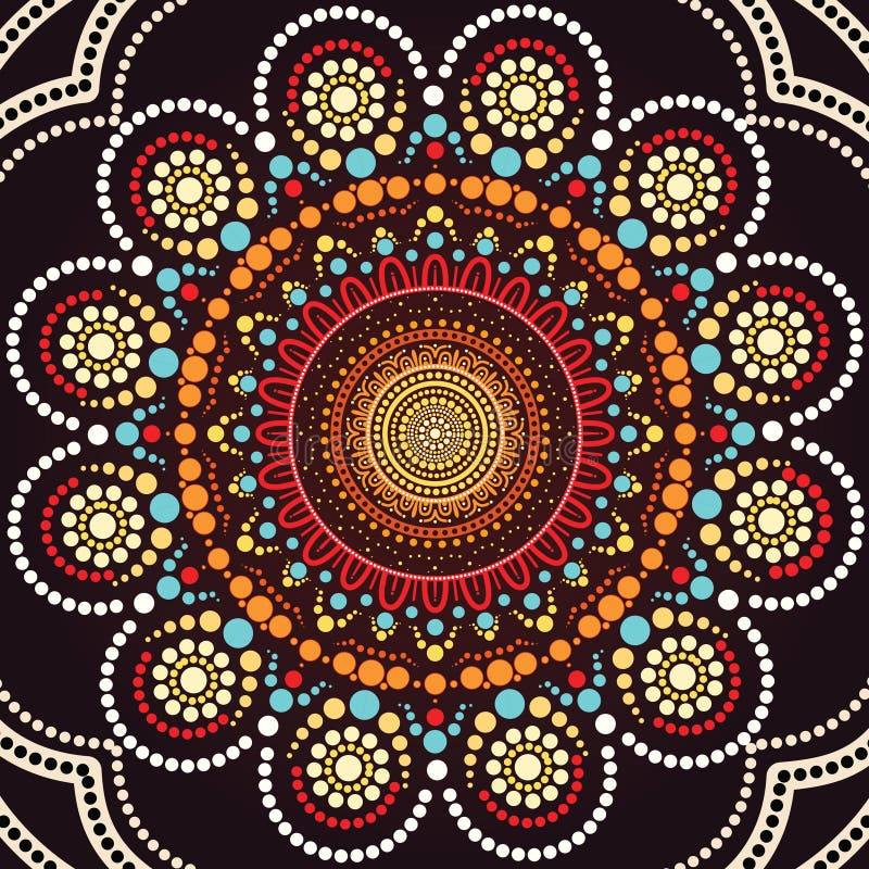 Aboriginal Art Illustration. Vector Banner with Text. Stock Vector ...