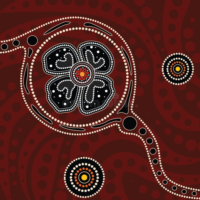 Aboriginal Art Illustration. Vector Banner with Text. Stock Vector ...