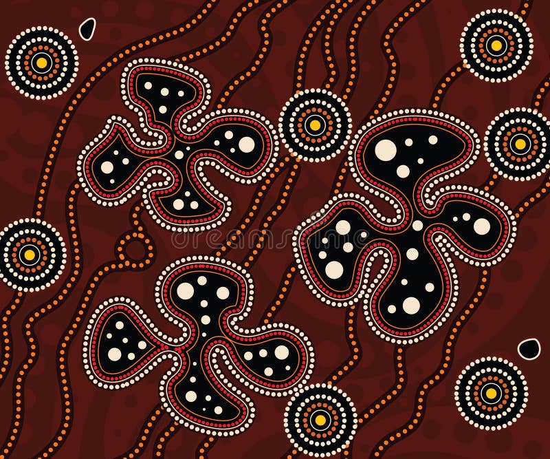 Aboriginal Dot Art Painting with Poppy Flowers - Vector Stock Vector ...