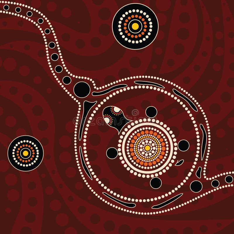 Aboriginal Art Illustration. Vector Banner with Text. Stock Vector ...