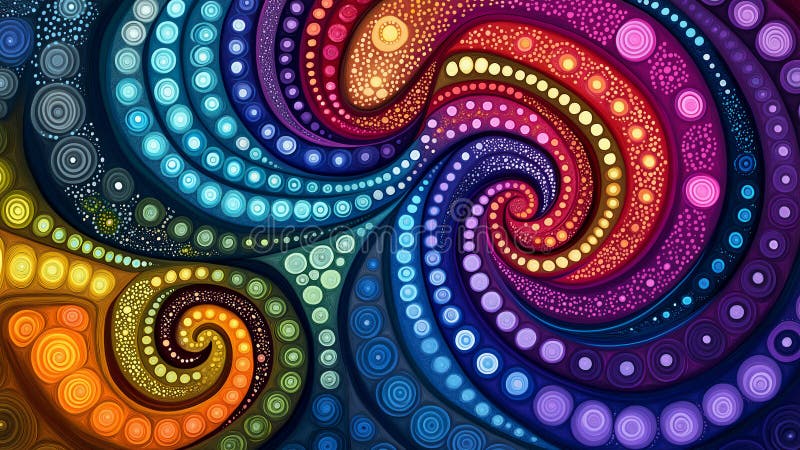 Rainbow Swirls and Dots with a Magical Abstract Pattern Stock Photo ...