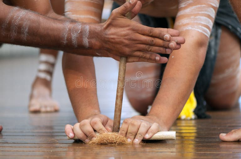 Aboriginal making fire editorial stock photo. Image of culture - 23739373