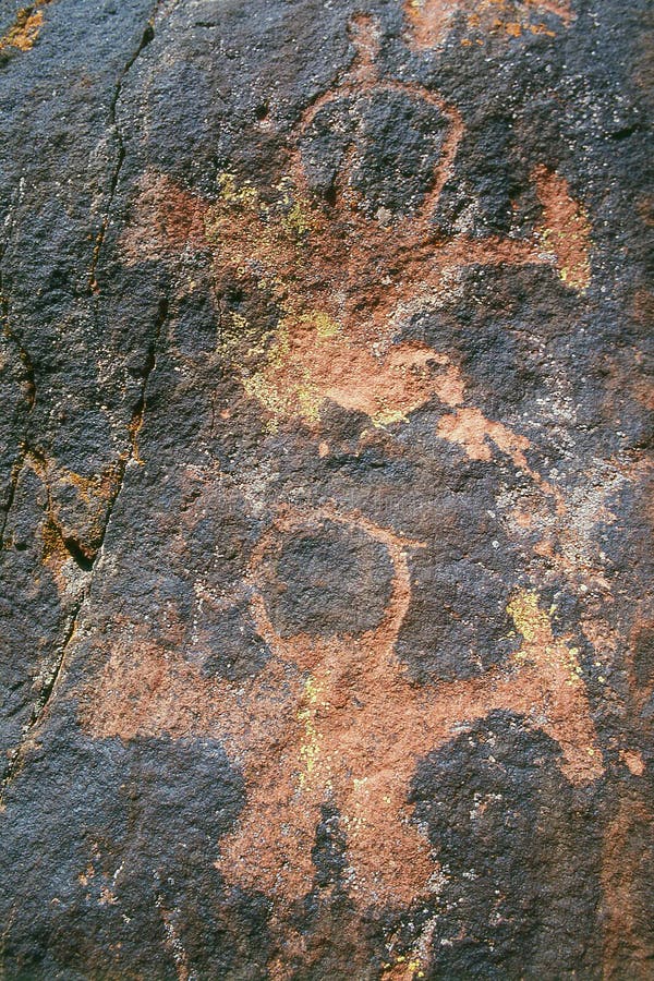 Aboriginal Petroglyphs of a Hunter on Rock in Burrup Peninsula Near ...