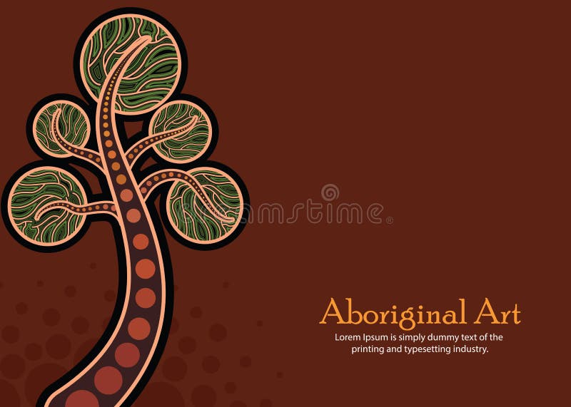 Aboriginal Tree, Aboriginal Art Vector Banner with Text. Stock Vector ...