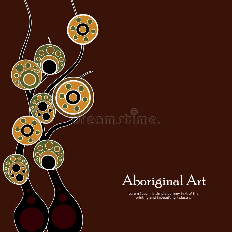 Aboriginal Art Illustration. Vector Banner with Text. Stock Vector ...