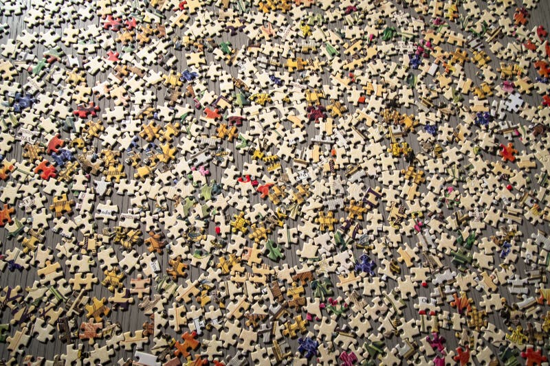 Above Angle View of a Large Group of Puzzle Pieces Stock Photo - Image ...